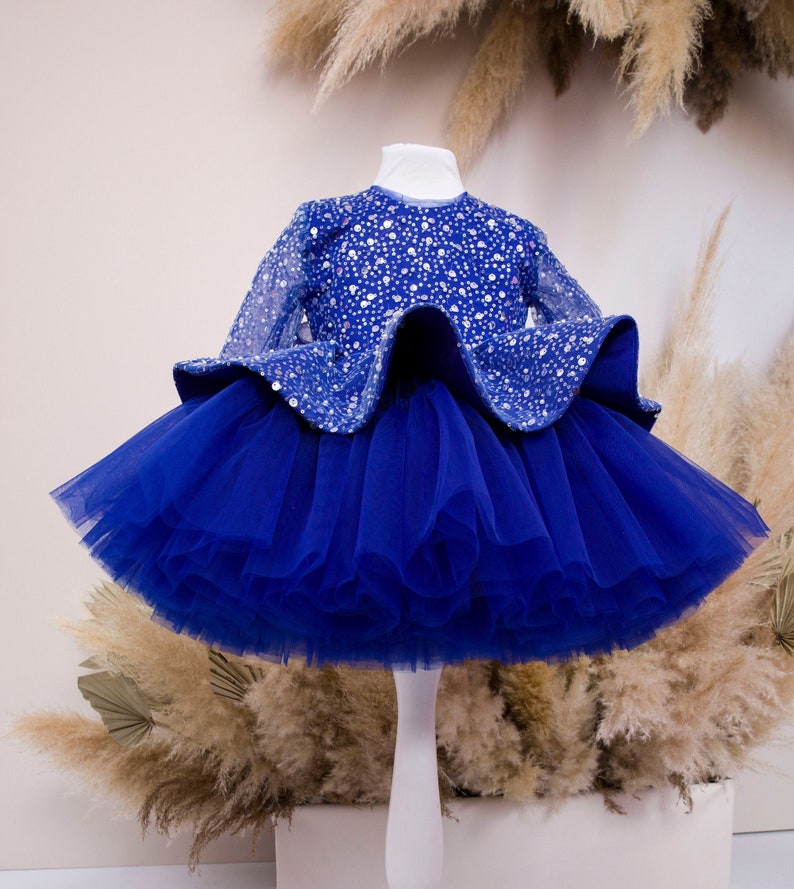 Royal Blue Birthday Girl Dress Tutu Prom Gown Long Sleeve - Etsy