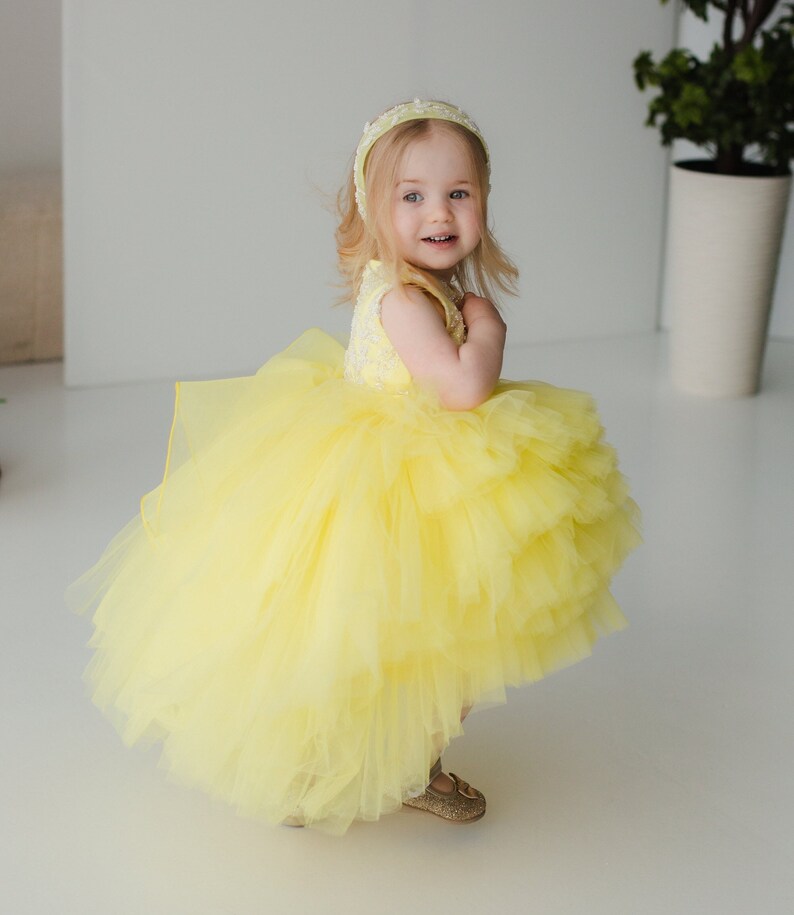 Yellow Birthday Girl Dress Puffy Flower Girl Dress Special - Etsy