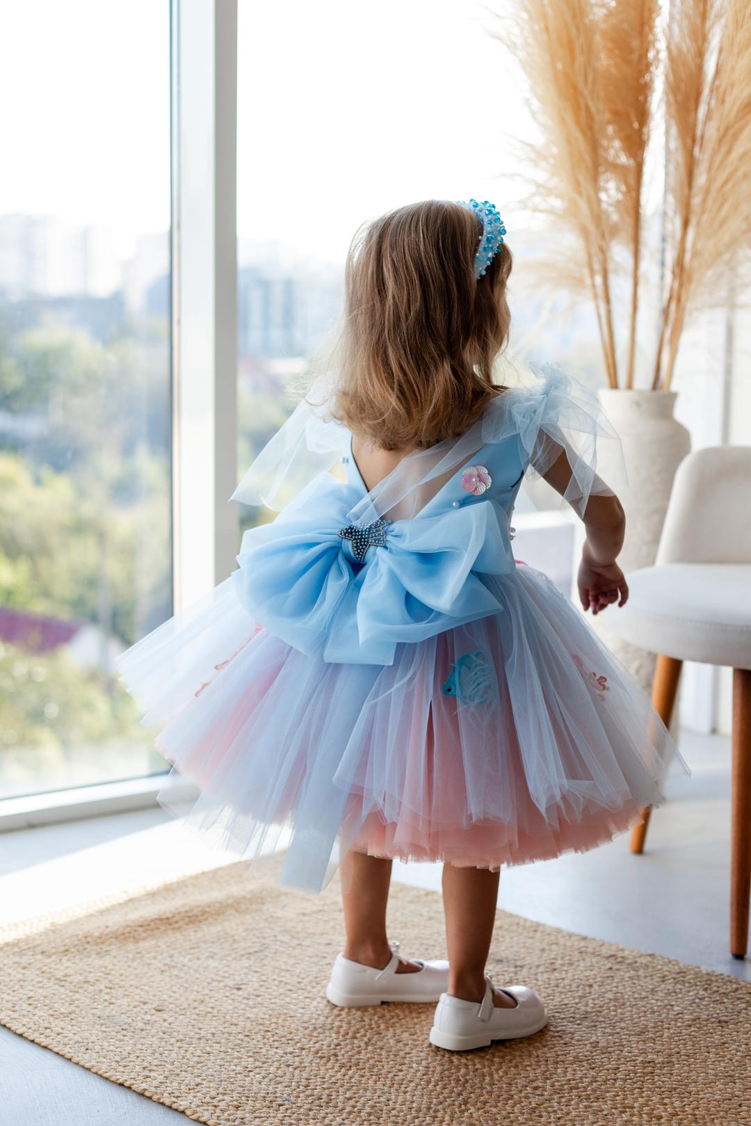 Ready to Ship, Mermaid Birthday Girl Dress, Marine Style Girl Dress ...