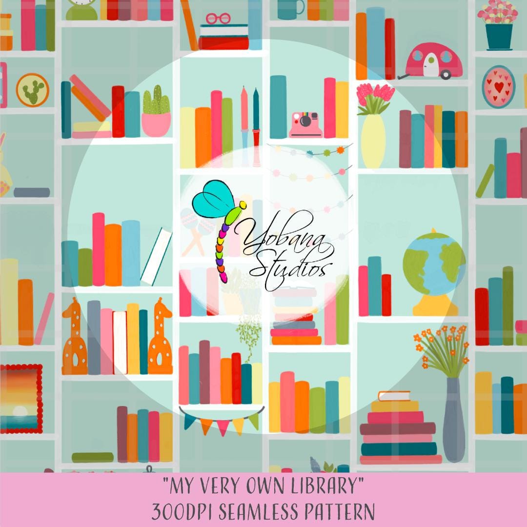 My Very Own Library Seamless Pattern 300dpi PNG File - Etsy