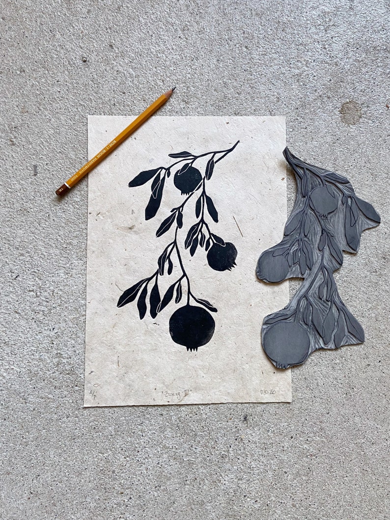 Twig I Original Linocut Print A4 - Etsy