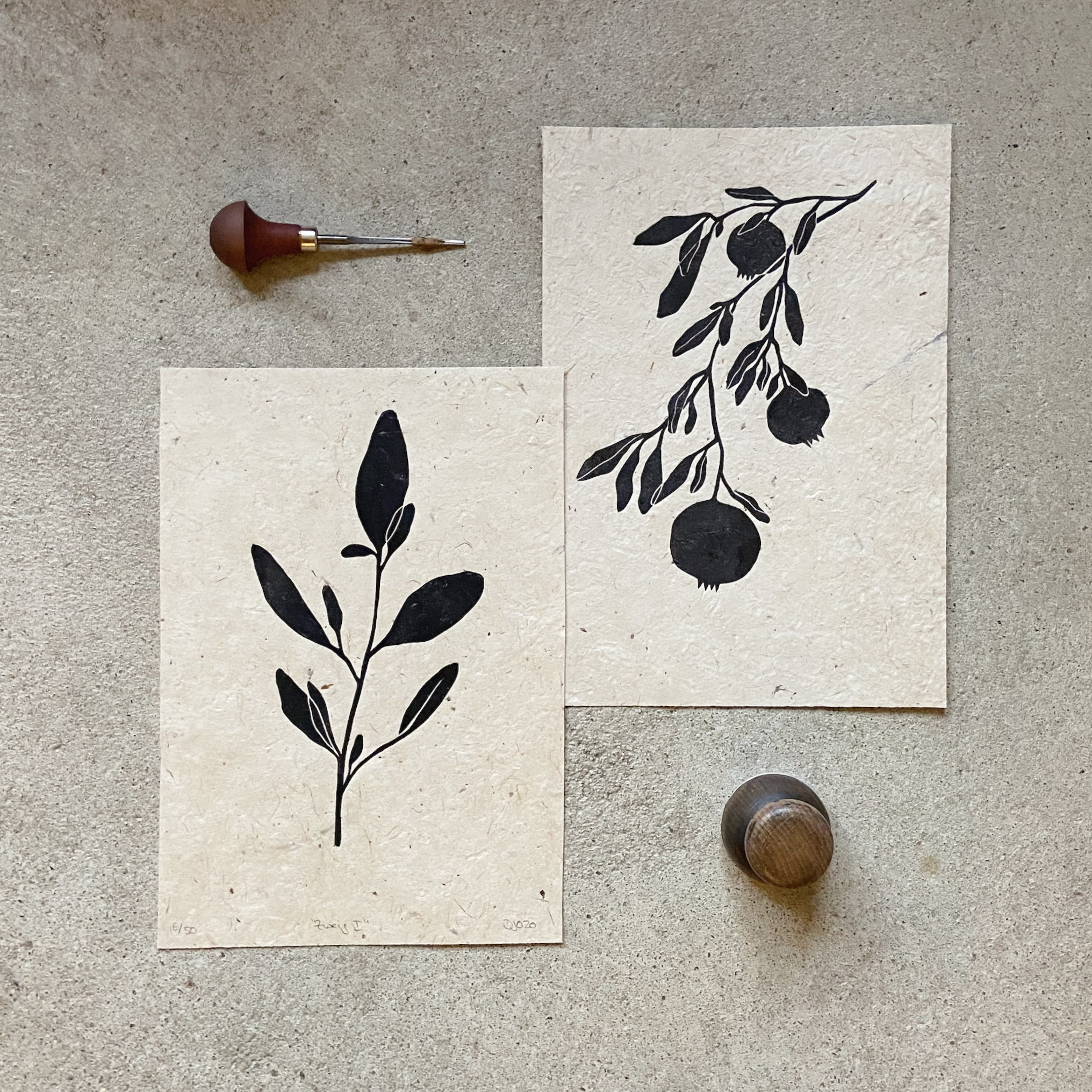 Trio Original Linoldrucke A4 Kunstdruck handgemachte - Etsy.de