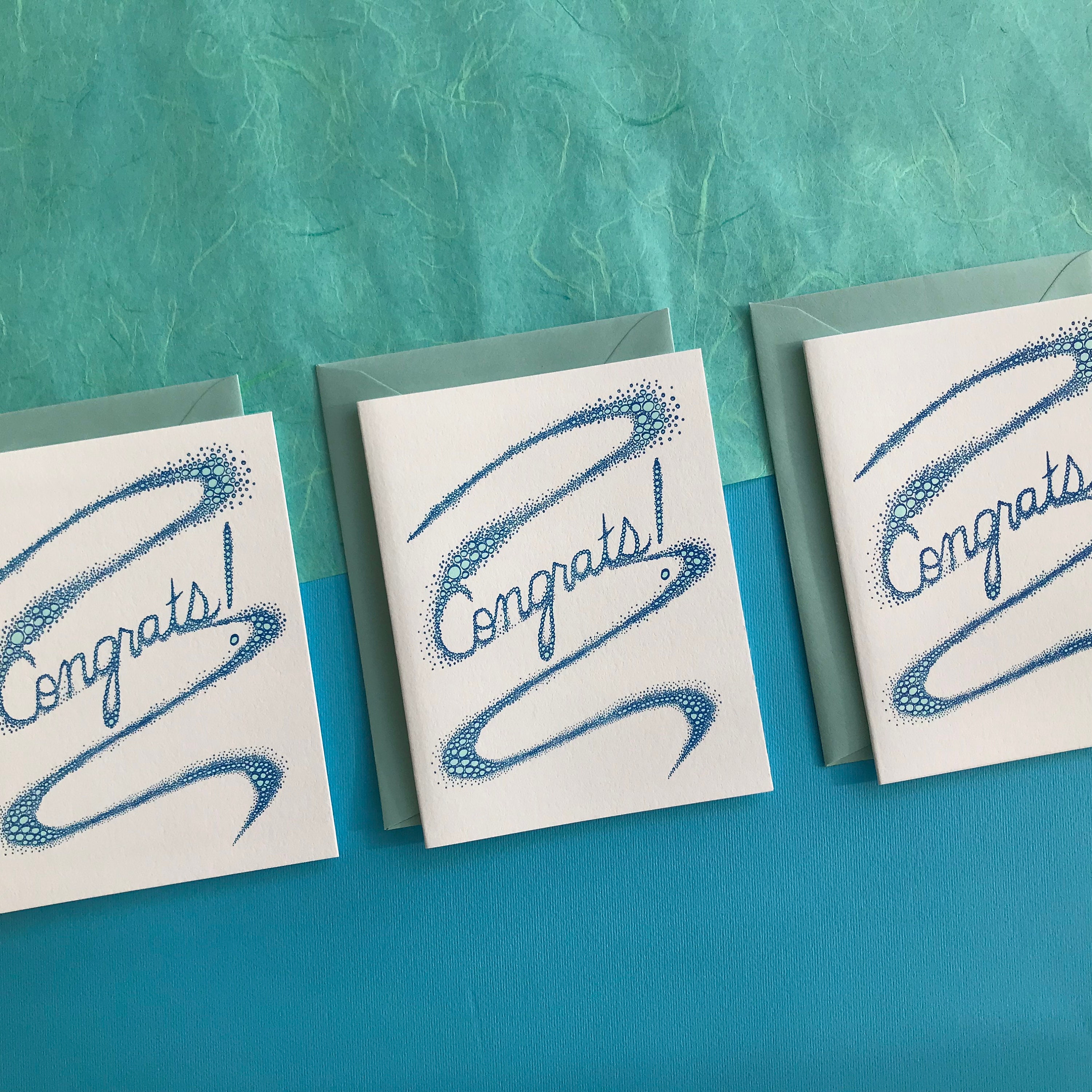 Congrats Bubble Letterpress Card - Etsy