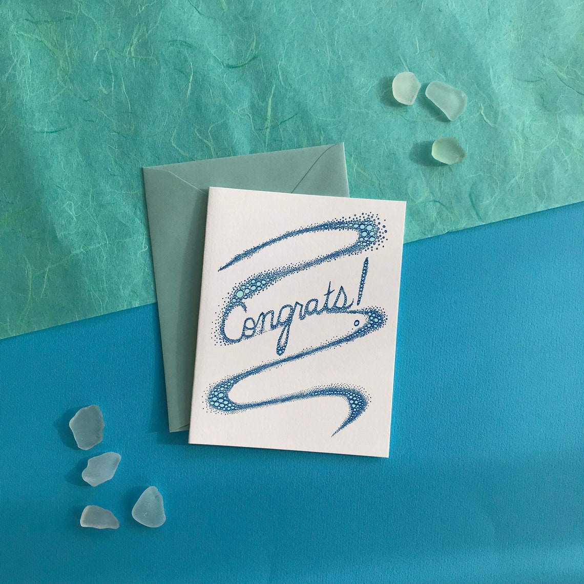 Congrats Bubble Letterpress Card - Etsy