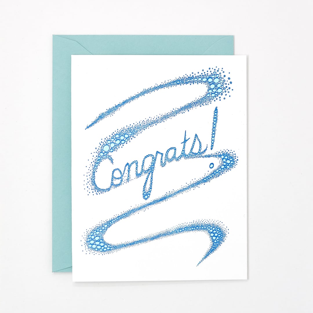 Congrats Bubble Letterpress Card - Etsy