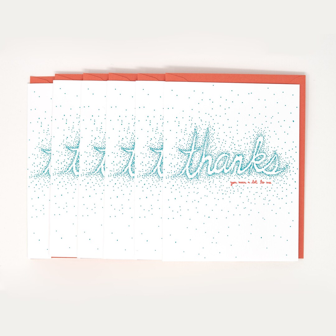 Thanks You Mean a Lot to Me Set of 6 Cards // Letterpress Cards ...