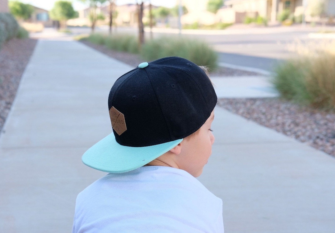 Mint and Black Toddler and Kids Snapback Baseball Cap With Faux Leather ...