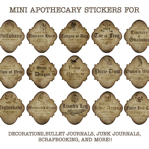 Mini Potion Bottle Labels - Etsy