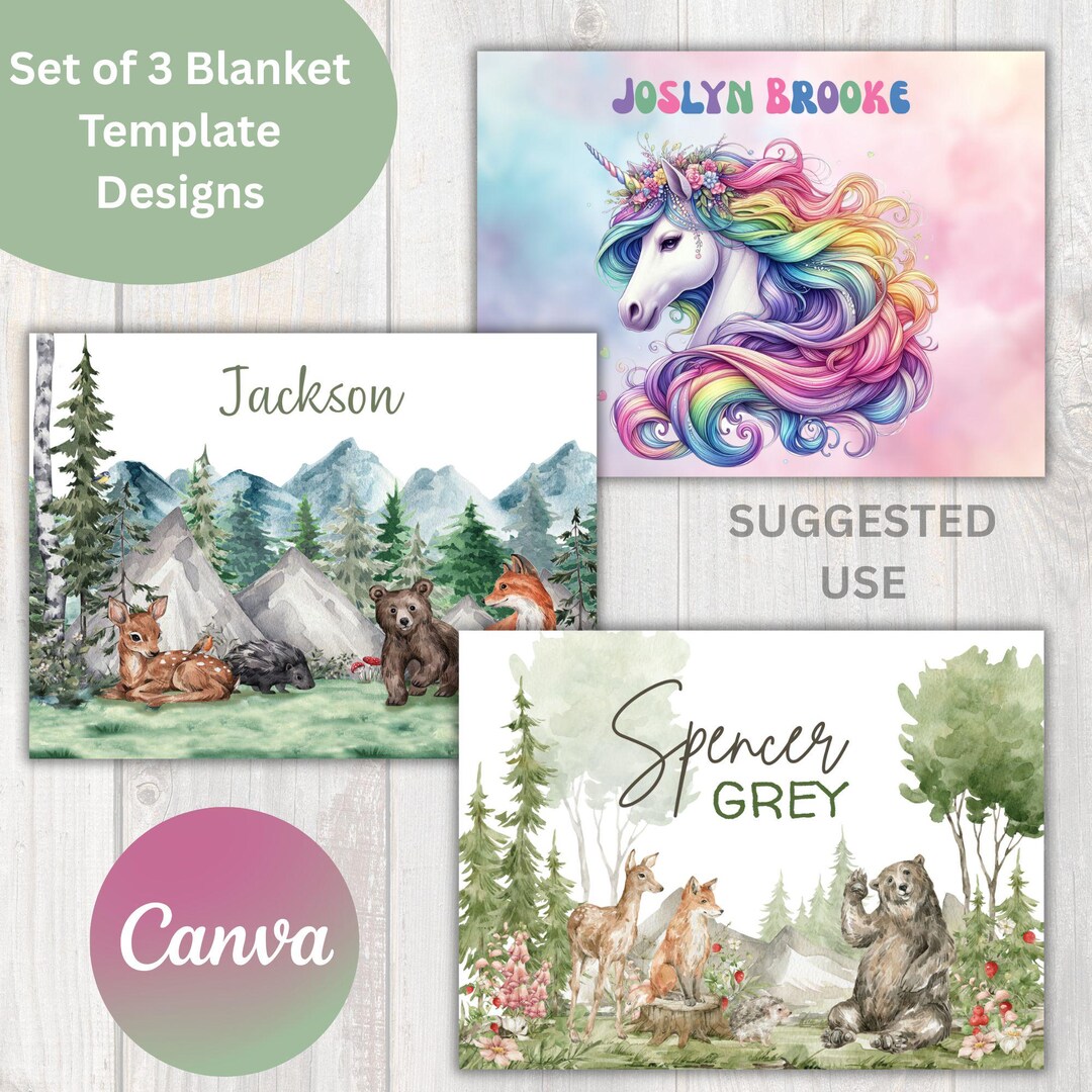 Editable Name Blanket Design Templates: Sublimation POD (canva File) - Etsy