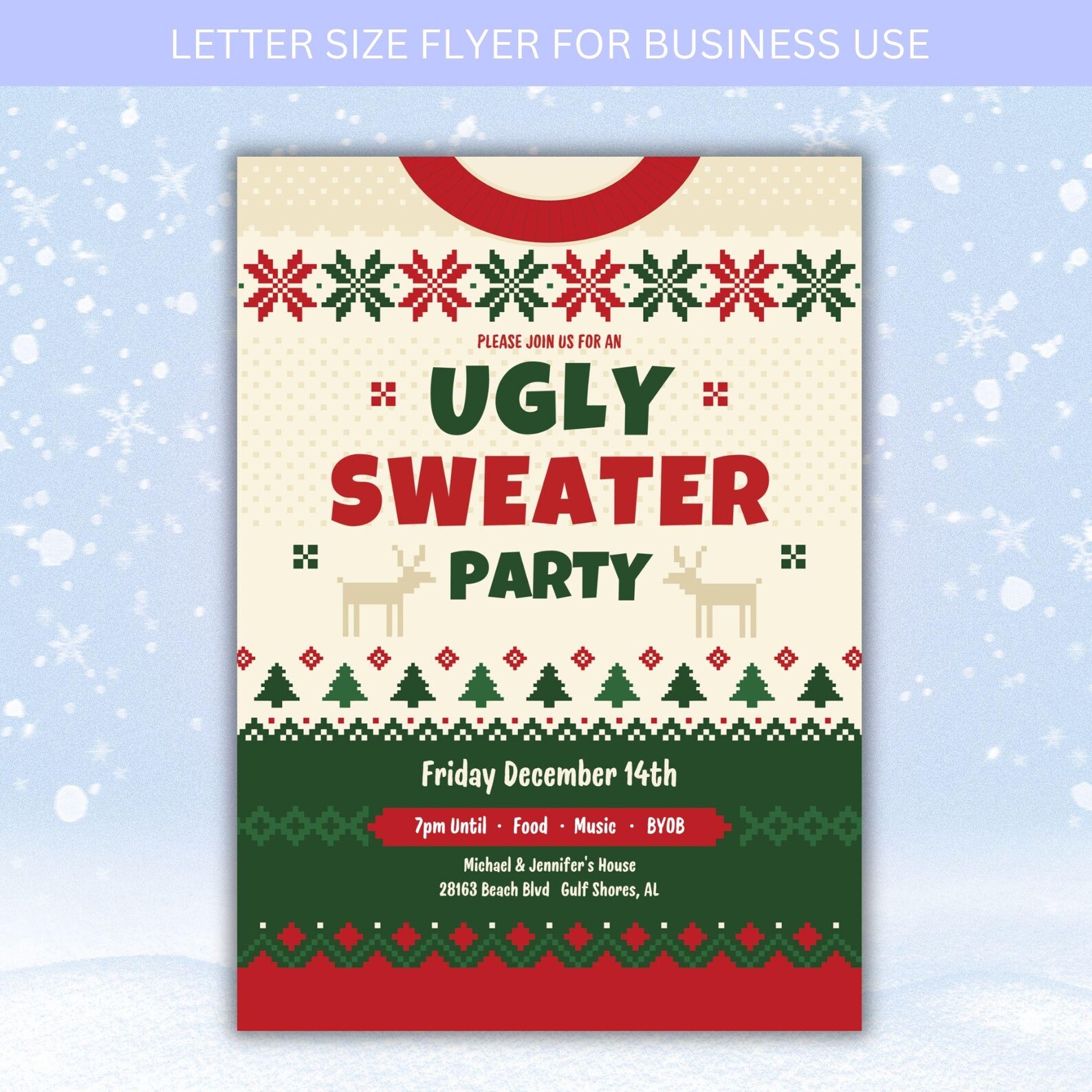Editable Ugly Sweater Party Invitation: Christmas Holiday Flyer ...