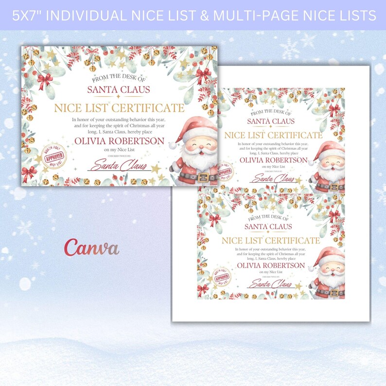 Santa Letter and Nice List Certificate | Editable Letter From Santa ...
