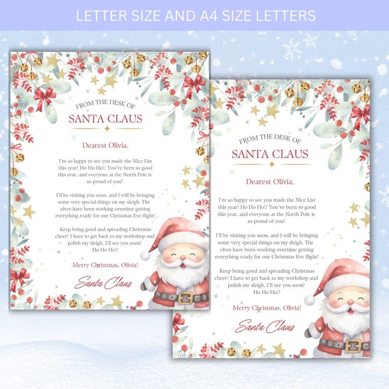 Santa Letter and Nice List Certificate | Editable Letter From Santa ...