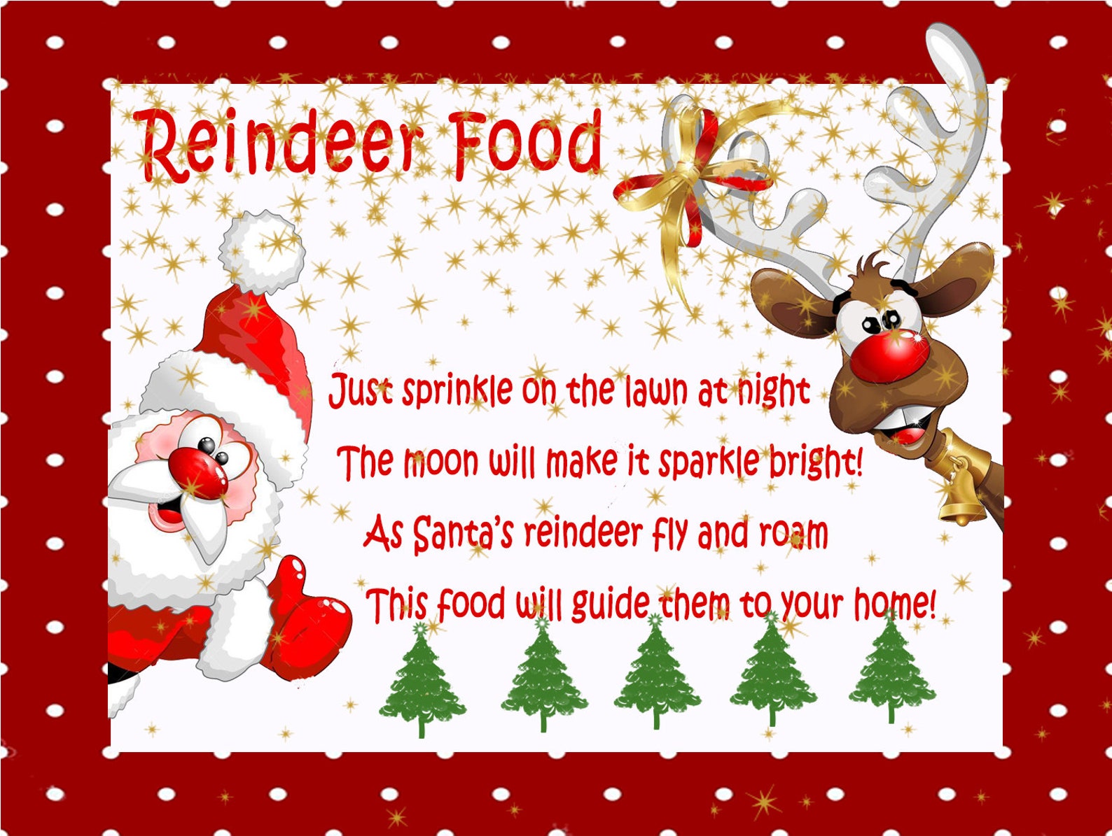 Printable Reindeer Food Label 2 Sizes Included to Fit Most - Etsy UK