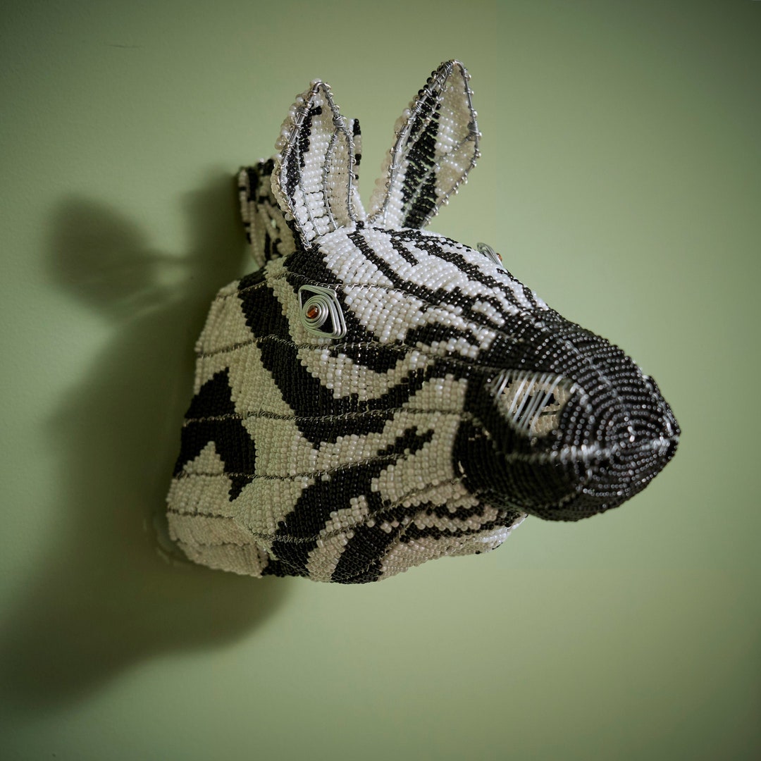 Zimbabwean Beaded Wall Head Decoration 'zebra' - Etsy