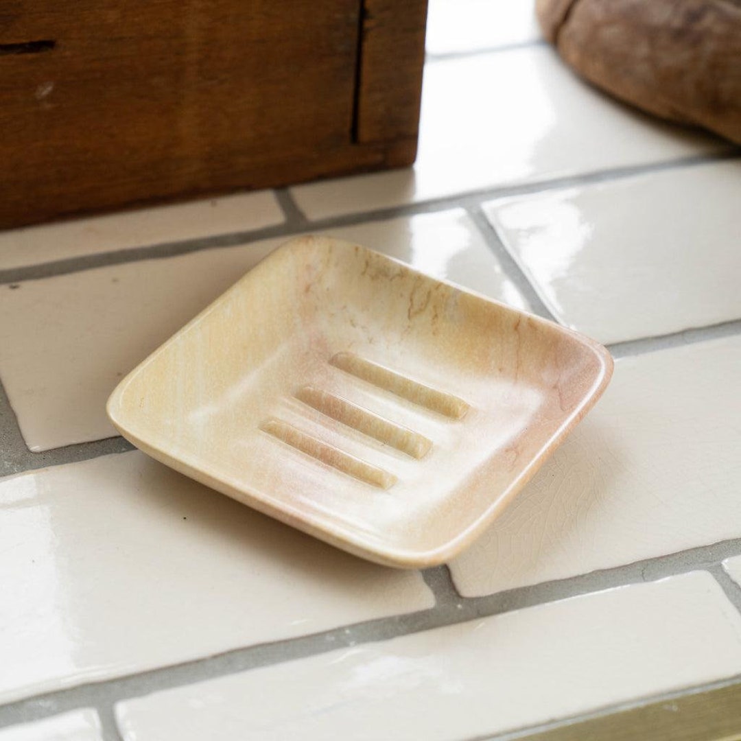 Kenyan Soapstone Square Soap Dish 'marbled Pink' - Etsy