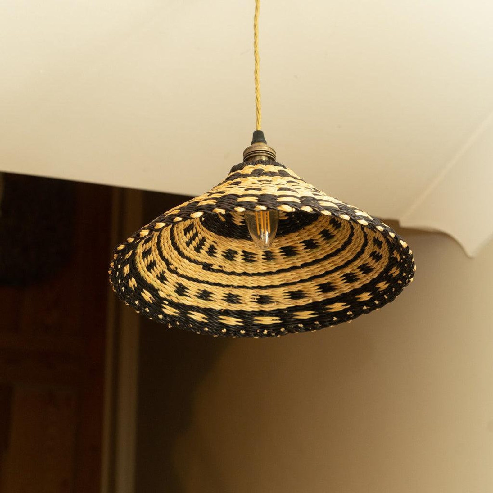 Ghanaian Handwoven Light Shade 'monochrome Black Band' - Etsy