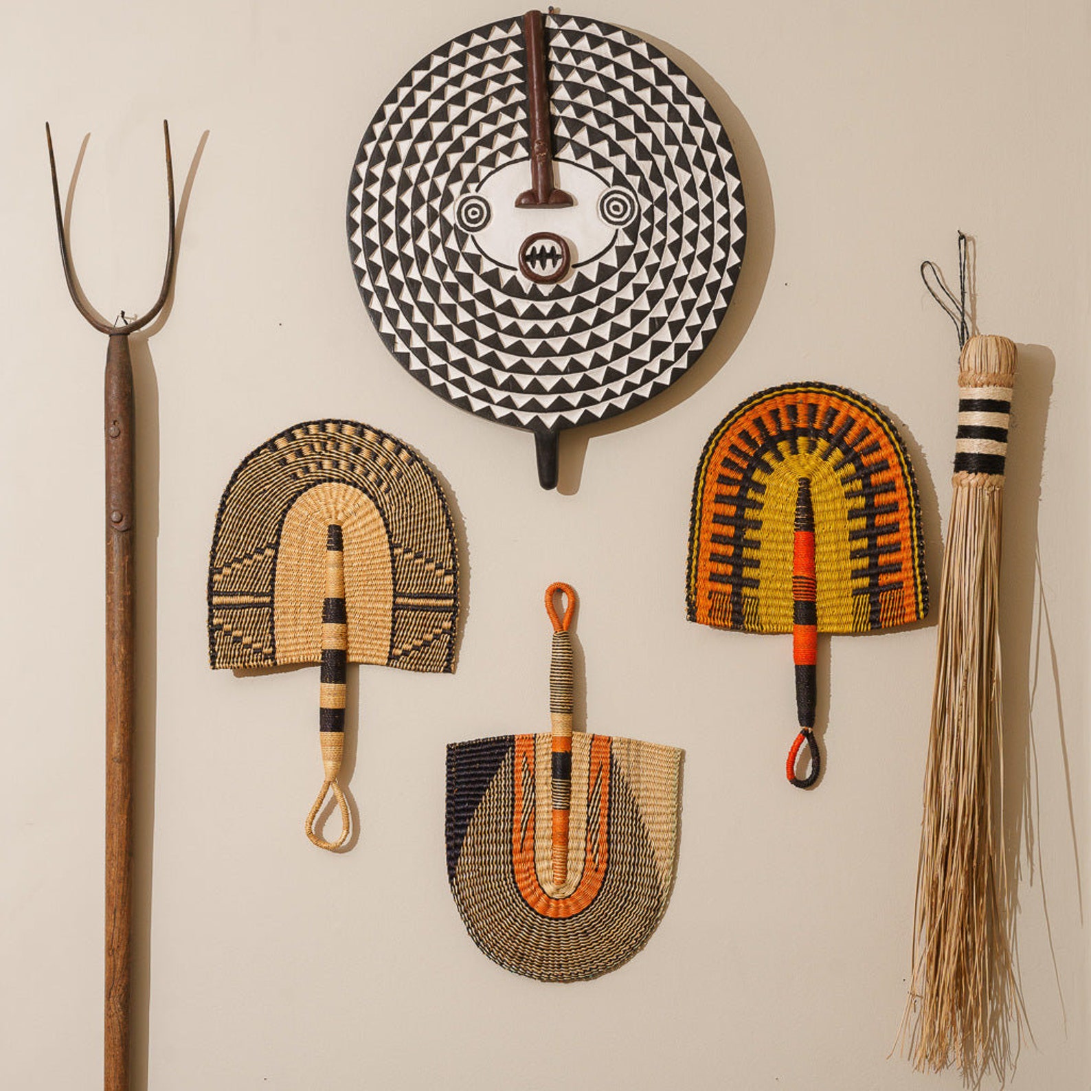 Ghanaian Hand Carved Wooden Sun Mask 'black and White' - Etsy