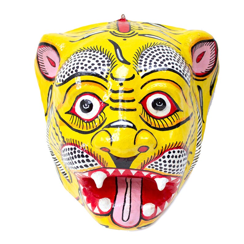 Indian Paper Maché Tiger Mask 'yellow' - Etsy