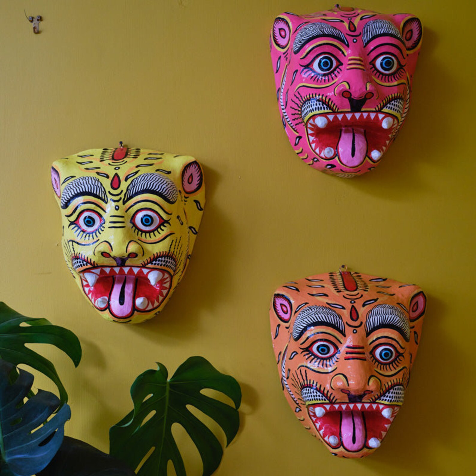 Indian Paper Maché Tiger Mask 'yellow' - Etsy