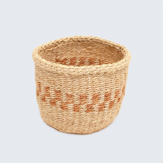 Small Kenyan Basket 'tan Blocks' - Etsy