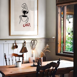 Trendy Café Poster, Ink Bleed, Coffee Print, Café Coffee Print, Coffee ...