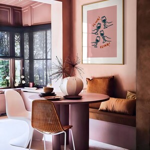 Cheers Print, Ink Bleed Style, Clink Clink, Trendy Wine Print, Wine ...