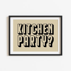 Kitchen Party Print, Kitchen Disco Poster, Retro Kitchen Poster, Trendy ...