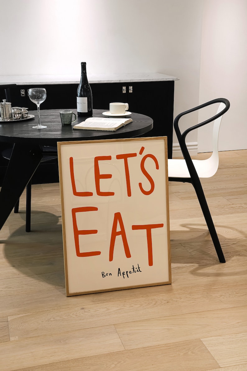 Let's Eat Print, Kitchen Wall Art, Abstract Print, Bon Appetit Print ...