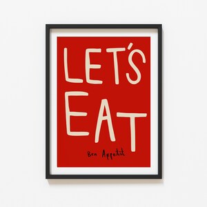 Let's Eat Print, Kitchen Wall Art, Abstract Print, Bon Appetit Print ...