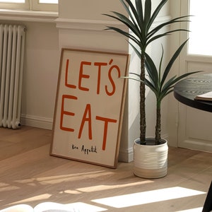 Let's Eat Print Kitchen Wall Art Abstract Print Bon - Etsy