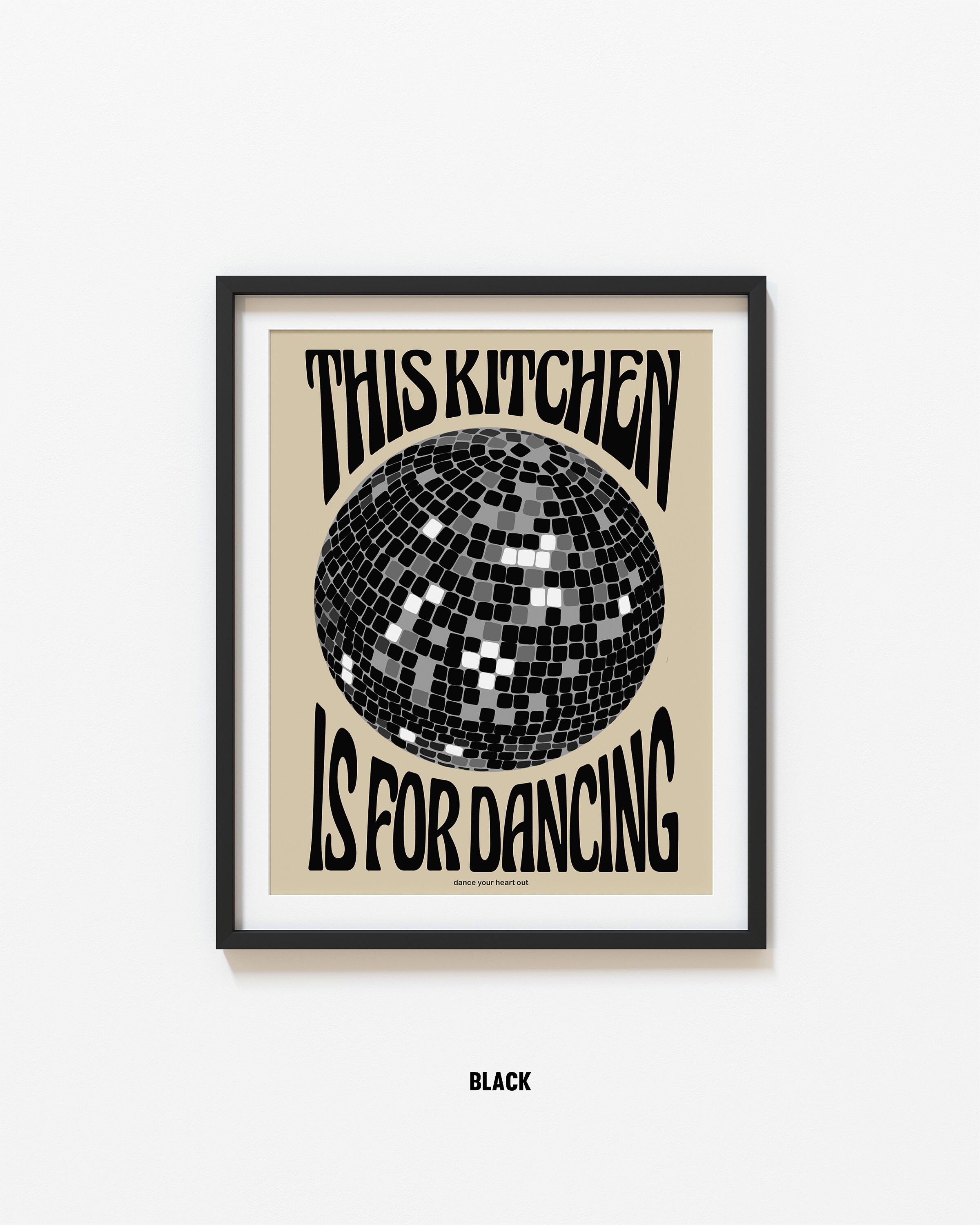 This Kitchen is for Dancing Print Disco Ball Retro Poster - Etsy UK