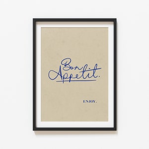 Bon Appetit Enjoy Print, Kitchen Wall Art, Retro Print, Bon Appetit ...