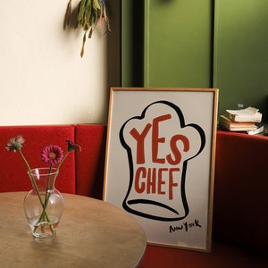 Yes Chef New York Print, Quirky Decor, Wall Art, Kitchen Print, Kitchen ...