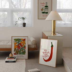 Set of 3 Chili Pepper Prints, Chili Print, Retro Wall Art, Kitchen Wall ...