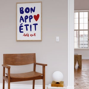 Bon Appetit Let's Eat Print, Kitchen Wall Art, Abstract Print, Bon ...