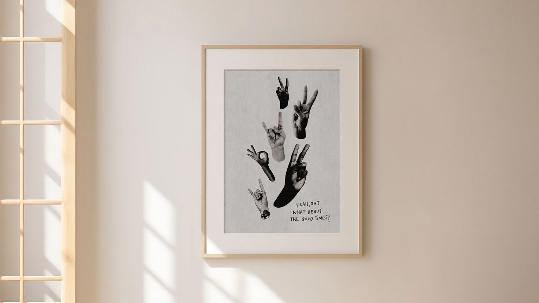 Peace Signs Print, Quirky Poster, Gallery Wall, Retro Poster, Weird ...