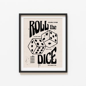 Roll the Dice Print, Retro Dice Print, Quirky Poster, Lucky Dice Print ...