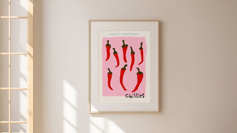 Chili Peppers Print, Chillies Poster, Kitchen Poster, Fruit Print ...