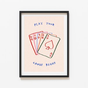 Play Your Cards Print, Playing Card Poster, Trendy Retro Art, Bar Decor ...