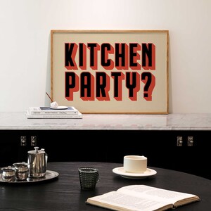 Kitchen Party Print, Kitchen Disco Poster, Retro Kitchen Poster, Trendy ...