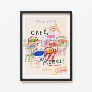 Cafe Merci Print, Coffee Poster, Kitchen Wall Art, Kitchen Decor ...
