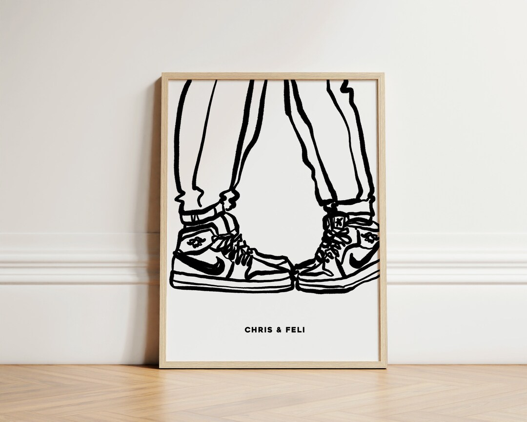 Personalised Names Sneakers Print, Ink Bleed Style, Trainers Print ...