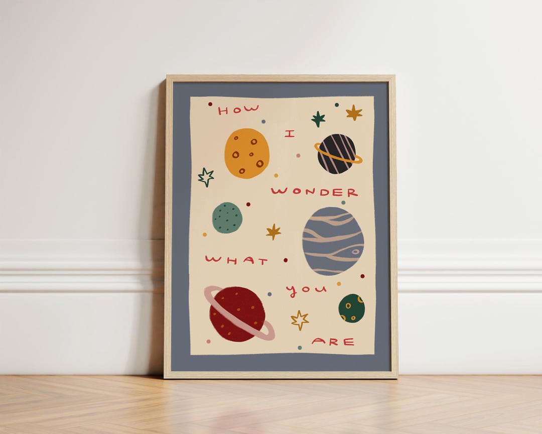 Planets Stars Print, Planets Nursery Print, Space Illustration Wall Art ...