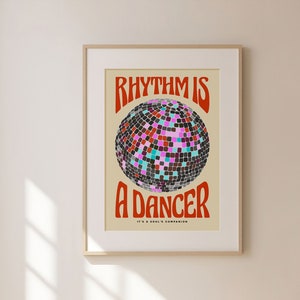 Rhythm is a Dancer Print, Disco Ball, Retro Poster, Lyric Prints, Music ...