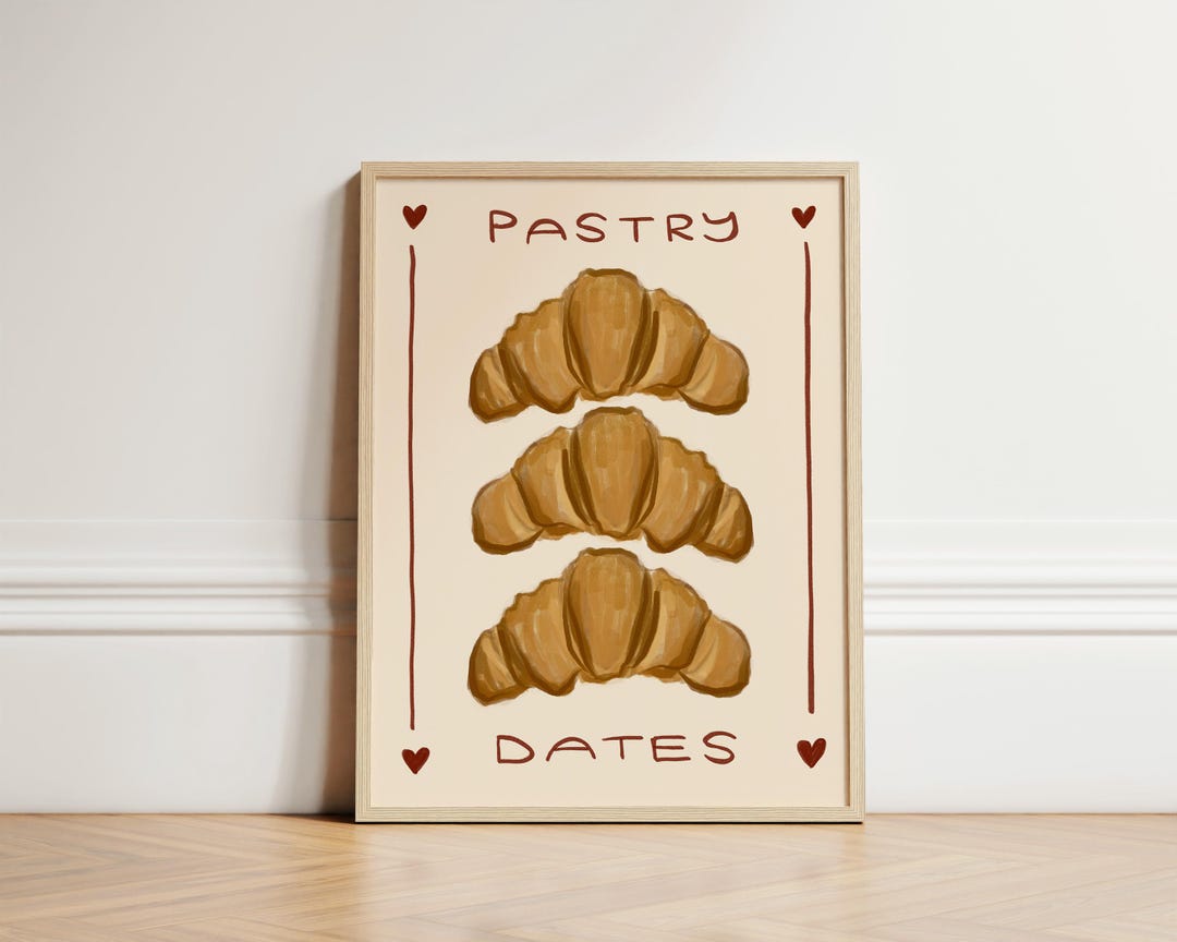 Pastry Date Print, Croissants Print, Kitchen Art, Illustration Wall Art ...
