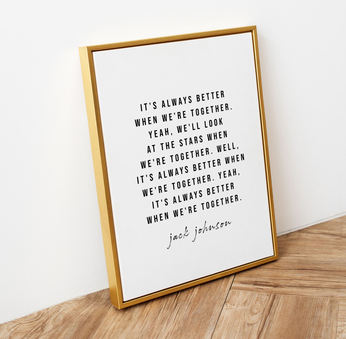 Jack Johnson Lyrics Print Better When We're Together - Etsy