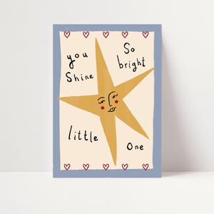 You Shine Bright Print, Star Nursery Print, Illustration Wall Art ...