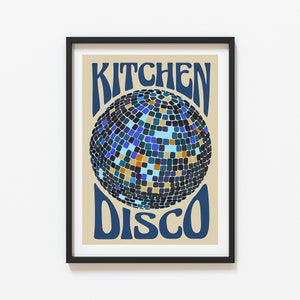 Kitchen Disco Print, Disco Ball, Retro Poster, Trendy Poster, Trendy ...