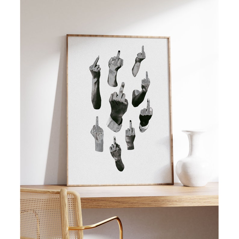 Middle Finger Print Quirky Poster Swearing Wall Art Vintage - Etsy