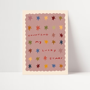 Lucky Stars Print, Nursery Print, Bedroom Art, Illustration Wall Art ...